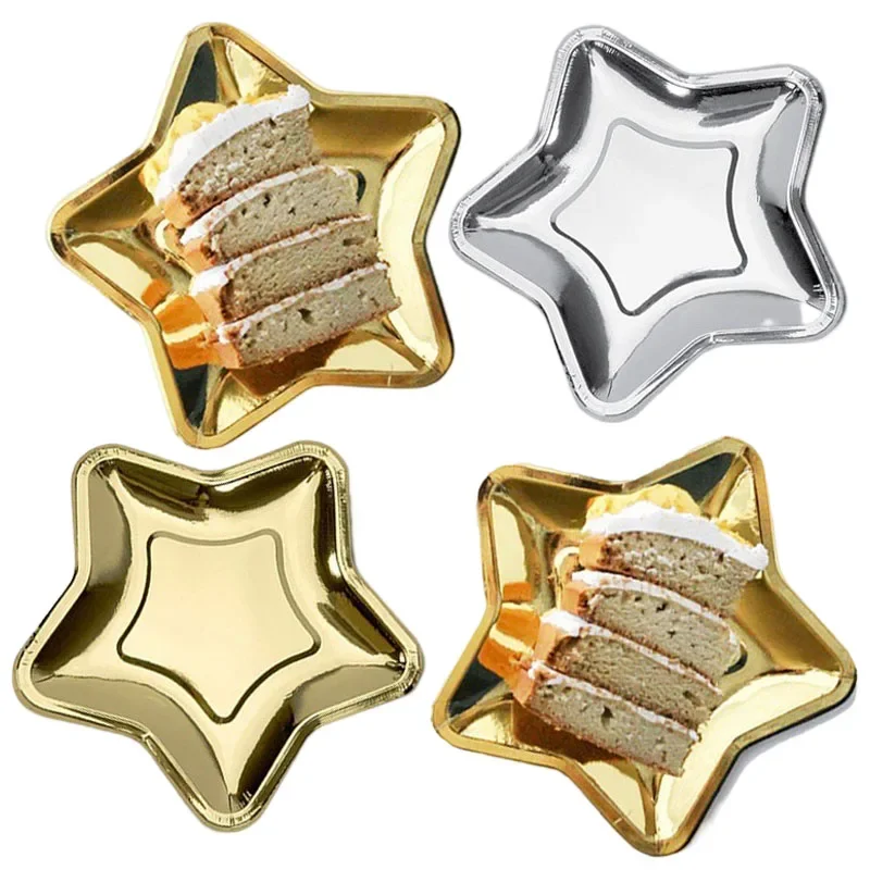 10pcs-Golden-Silver-Five-pointed-Star-Paper-Plate-Disposable-Plates-For ...