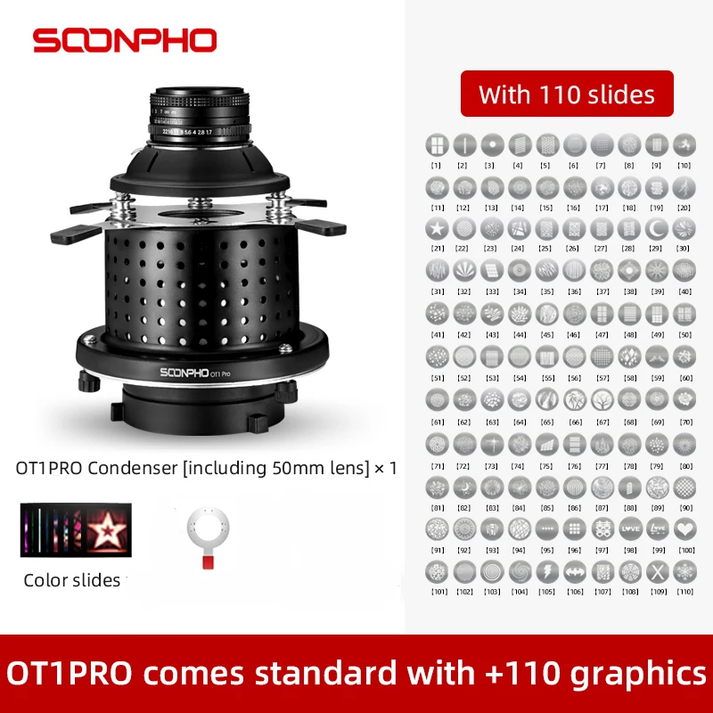 Soonpho-OT1-PRO-Bowens-Mount-Optical-Snoot-with-50mm-85mm-150mm-Lens ...