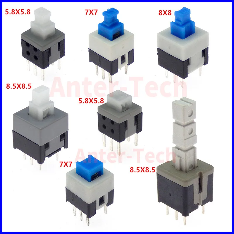 10PCS/LOT 5.8x5.8 7x7 8x8 8.5x8.5mm Self Locking / UNlock Push Tactile ...