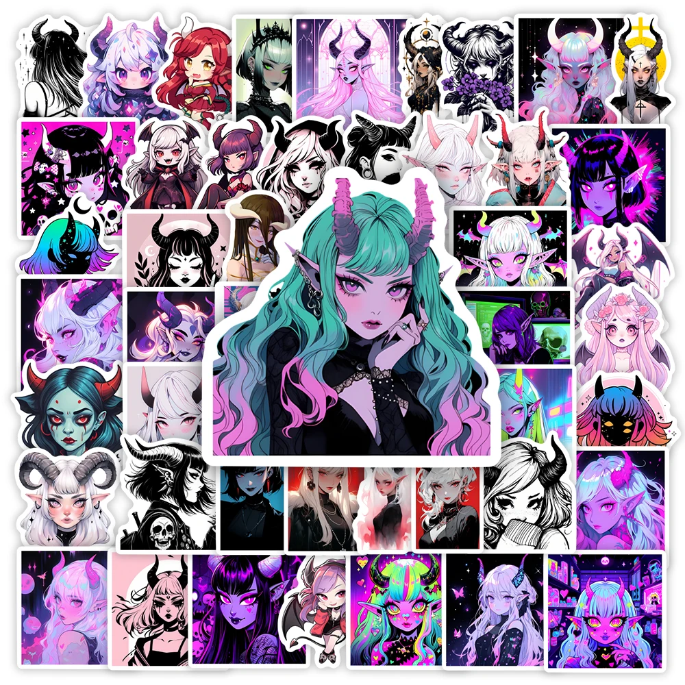 Dark-Fantasy-Gothic-Demon-Girl-Stickers-Wings-Gift-Toys-Decal-for ...