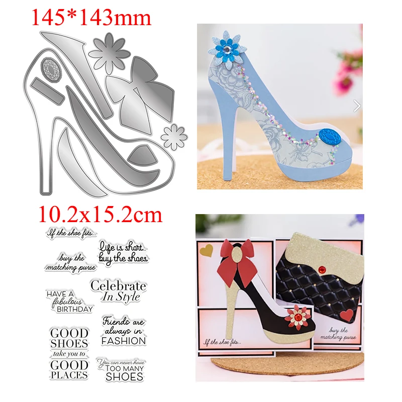 High-heeled Shoes Letter Metal Cutting Die Matching Silicone Stamp For ...