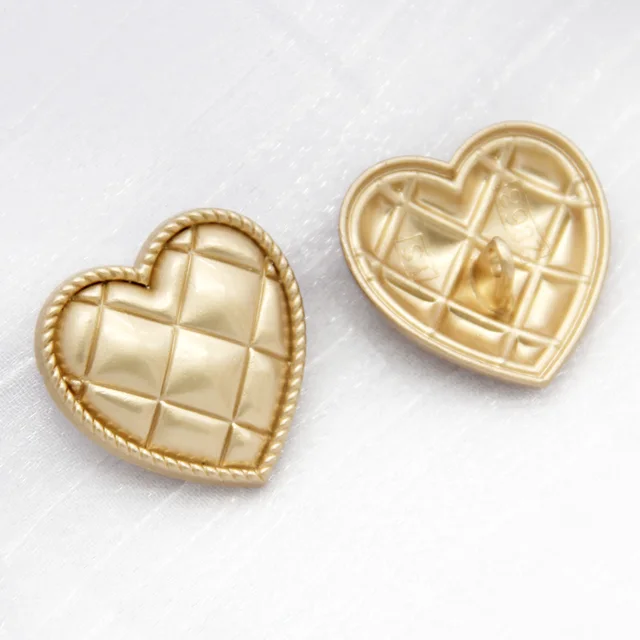 Gold Large Metal Heart Buttons For Clothing Coat Dress Sweater Vintage ...