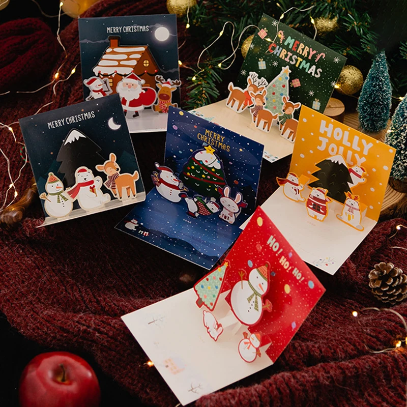 3D Pop UP Santa Cards Folding Merry Christmas Greeting Cards Xmas Gift ...