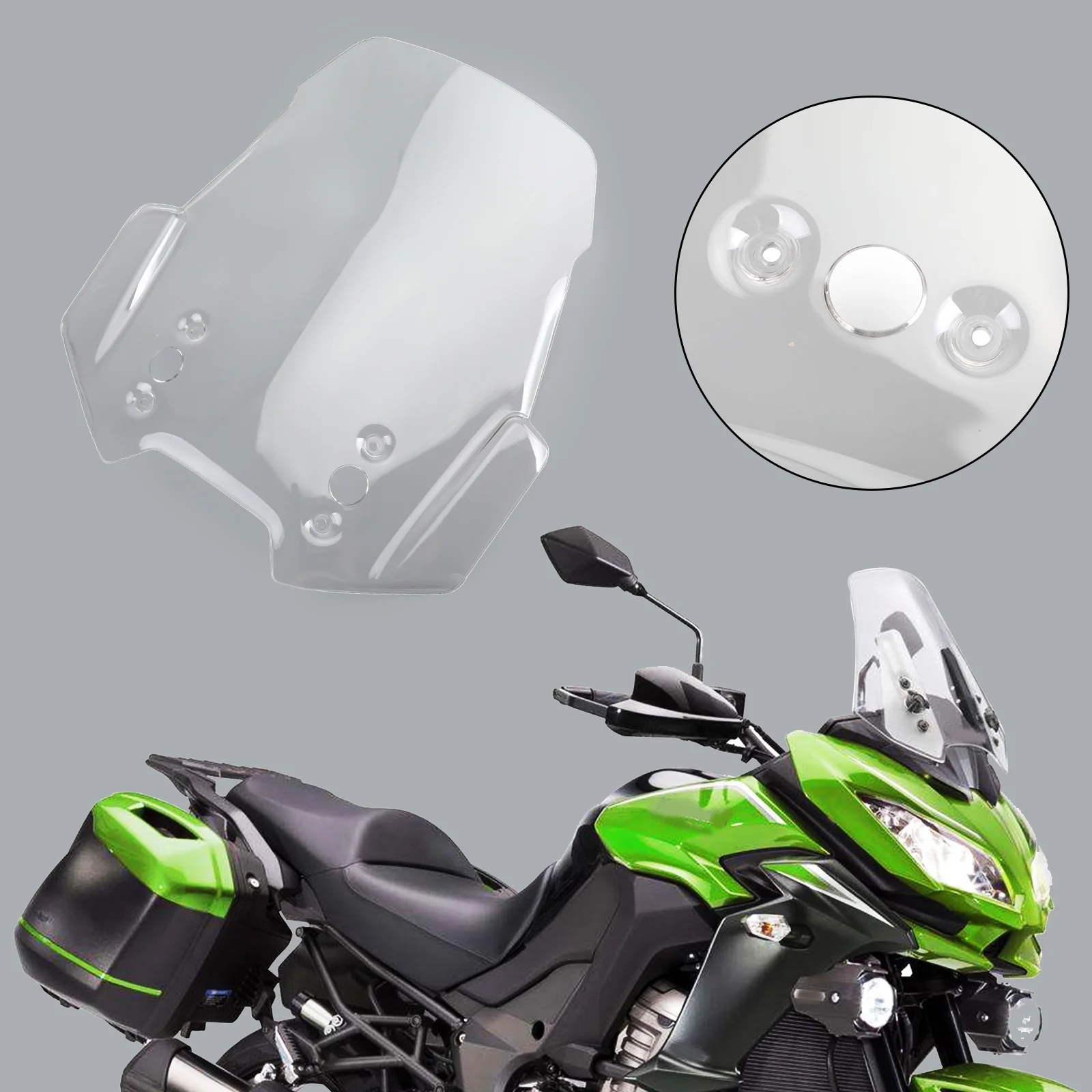 Topteng Windshield Windscreen For Kawasaki 15-18 Versys 650 1000 KLE650 ...