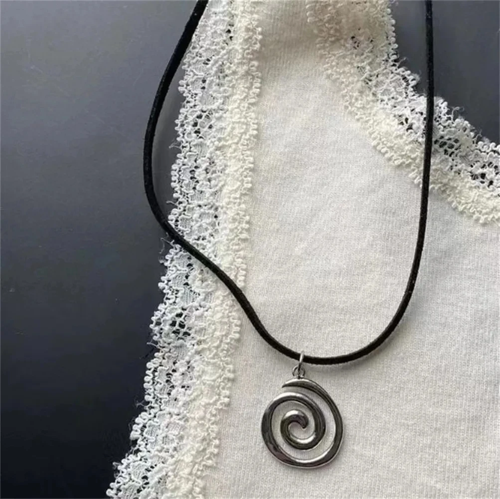 Vintage-Spiral-Wirbel-Anh-nger-hand-gewebte-Leder-Seil-Halskette-f-r-Frauen-Unisex-Boho ...