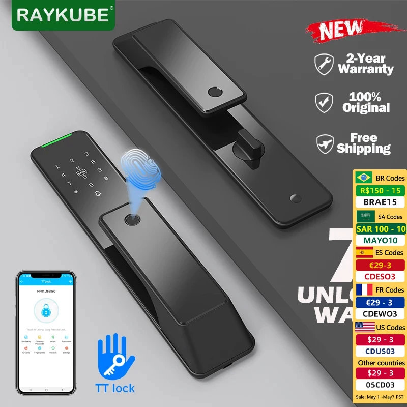 NEW-RAYKUBE-KX2-TT-Lock-Bluetooth-Full-automatic-Electronic-Smart-Door-Lock-With-Biometric ...