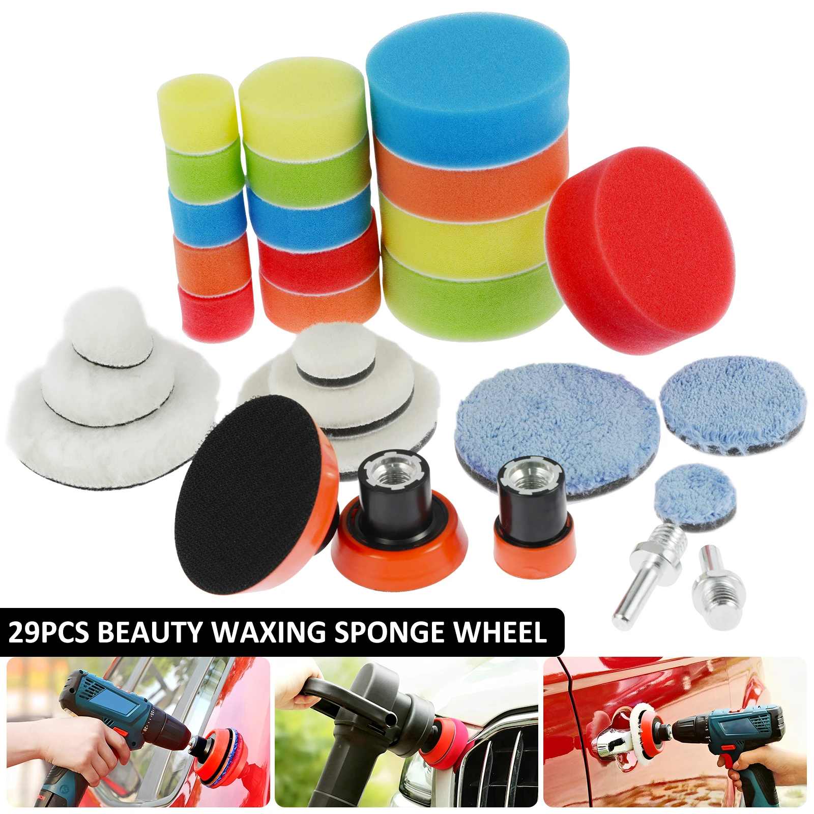 29PCS/Set Car Foam Drill Polishing Pad Kit 1/2/3inch Detail Polishing ...