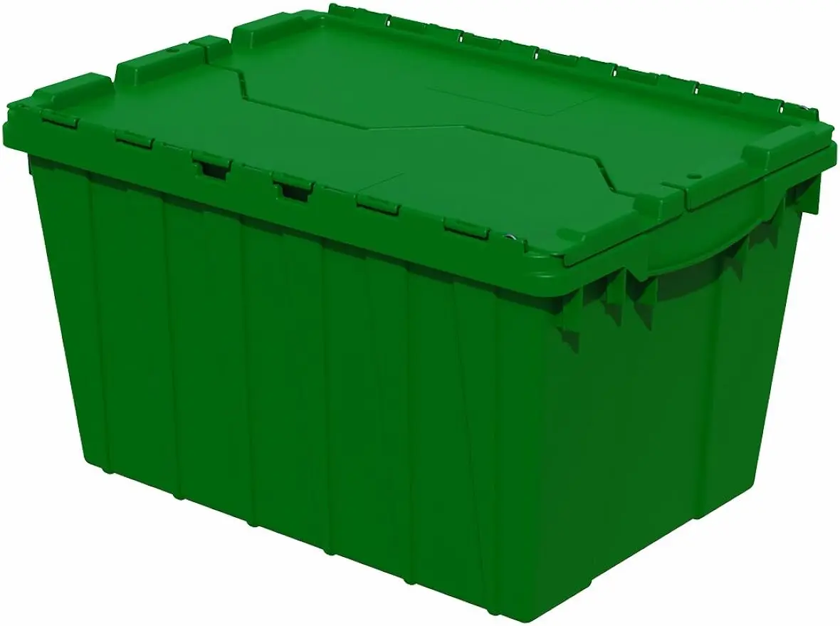 39120GREEN-39120-Industrial-Plastic-Storage-Tote-with-Hinged-Attached ...