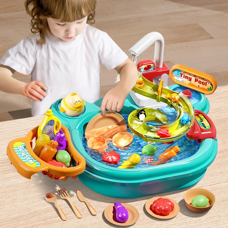 Children-Electric-Toy-Sink-Disheswash-Water-Simulation-Food-Fruit ...
