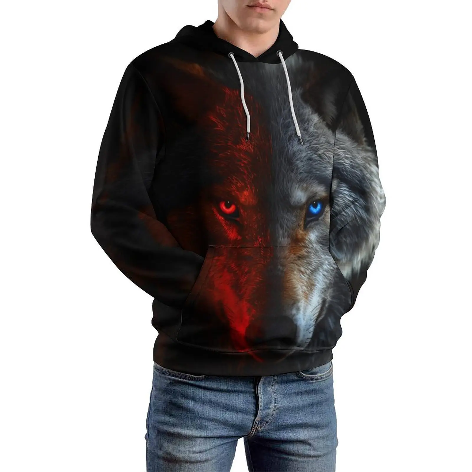 Sudadera-con-capucha-con-estampado-de-lobo-gr-fico-para-hombre-ropa-con ...