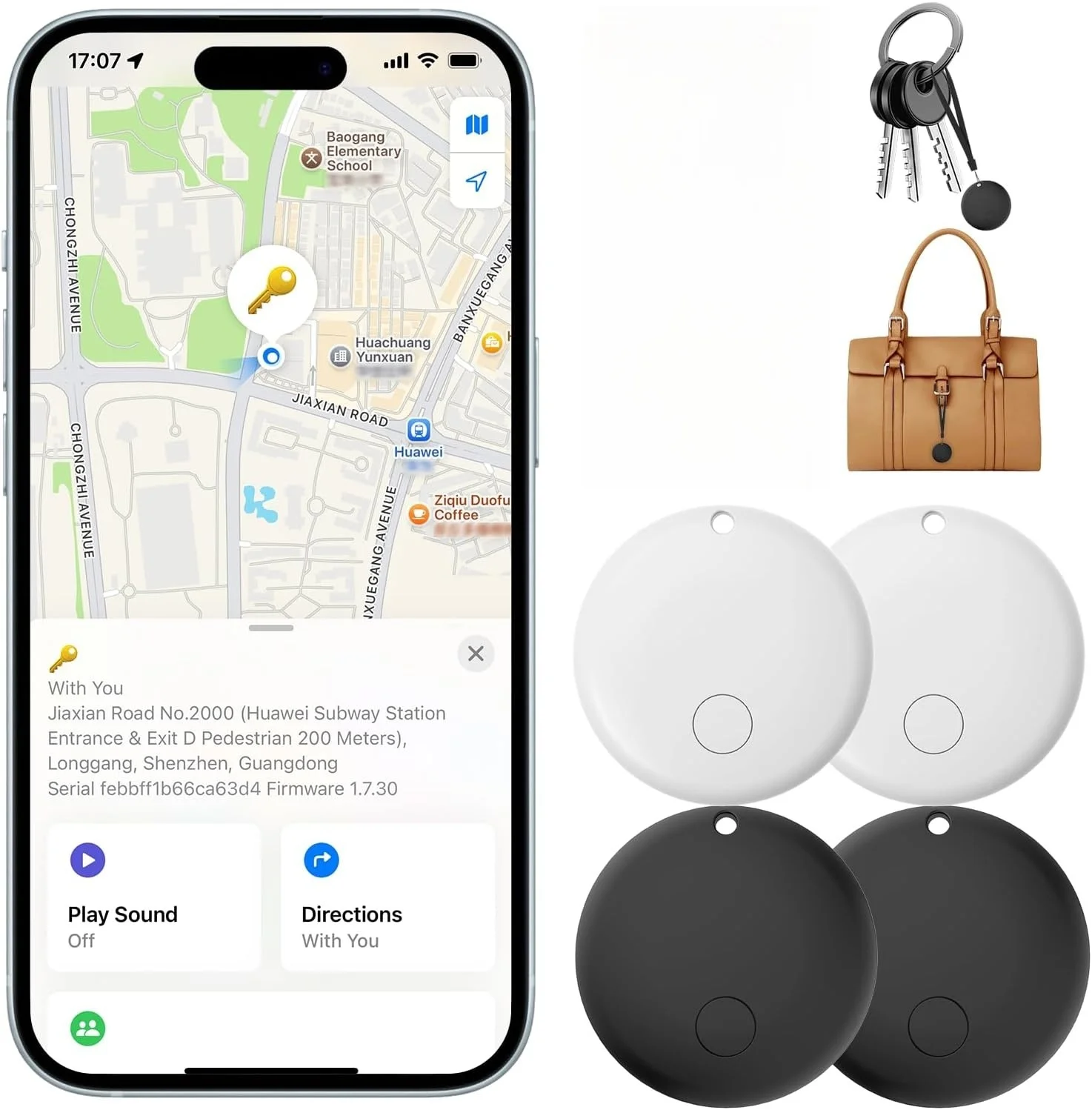 4Pcs GPS Locator Bluetooth Item Finders Compatible with Apple Find My ...