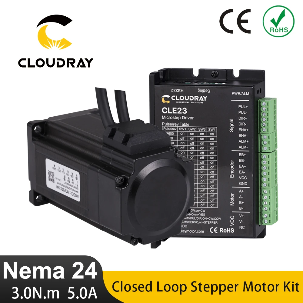 Cloudray Nema 24 Closed Loop Stepper Motor with Encoder and Stepper Driver Kit 3.0N.m 5.0A with ...