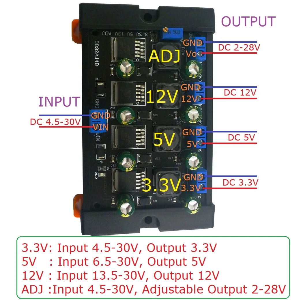 4CH-3A-3-3V-5V-12V-ADJ-DC-DC-Buck-Converter-Module-Multiple-Switching ...