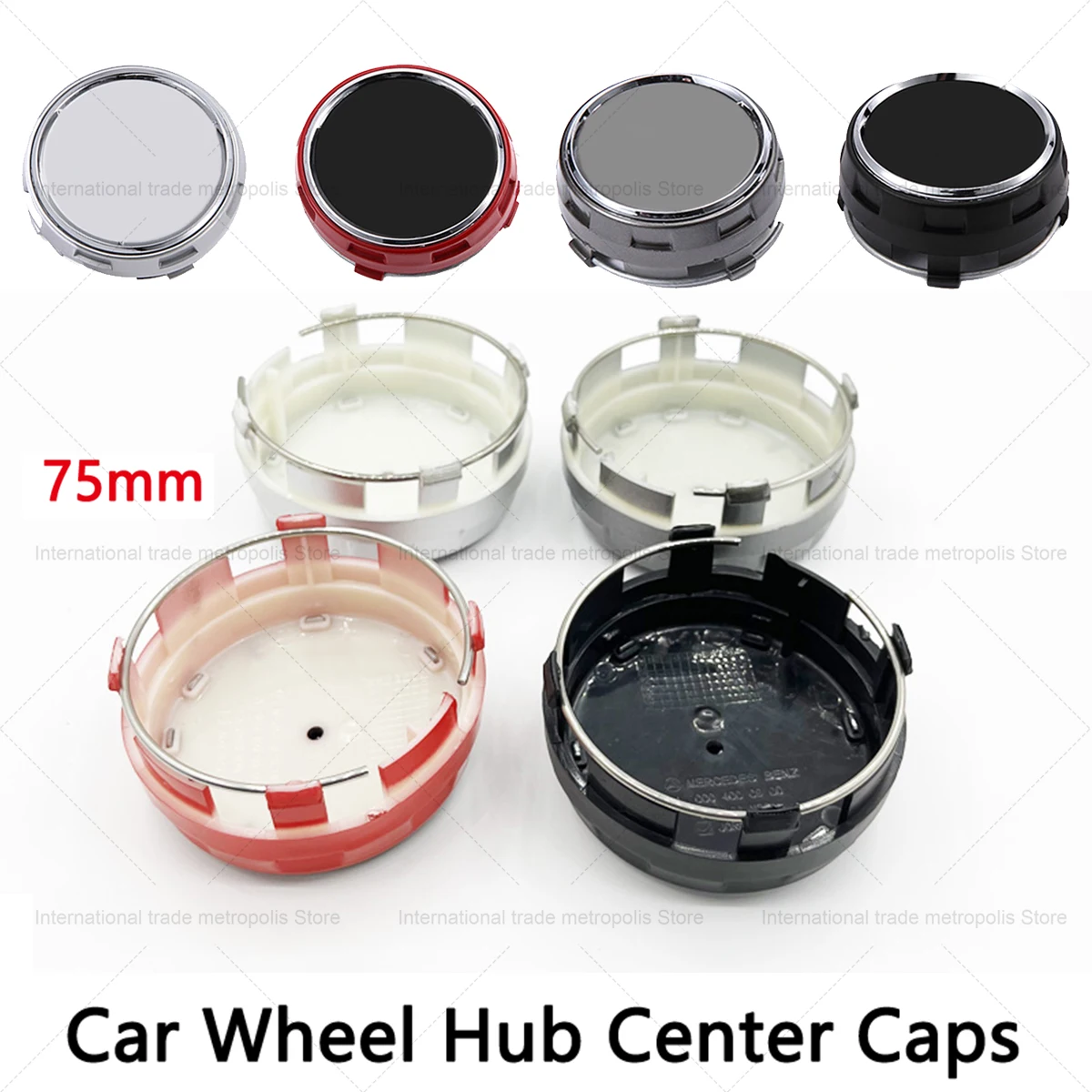 100Pcs-Lot-75mm-Black-Silver-Wheel-Center-Cap-Logo-Hub-Cover-Badge ...