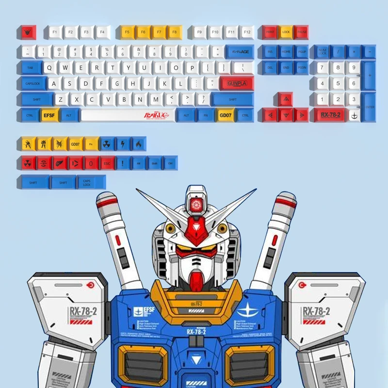 Gundam-Keycaps-Set-125-Key-PBT-Keycap-Ergonomic-Cartoon-Anime-Key-Cap ...