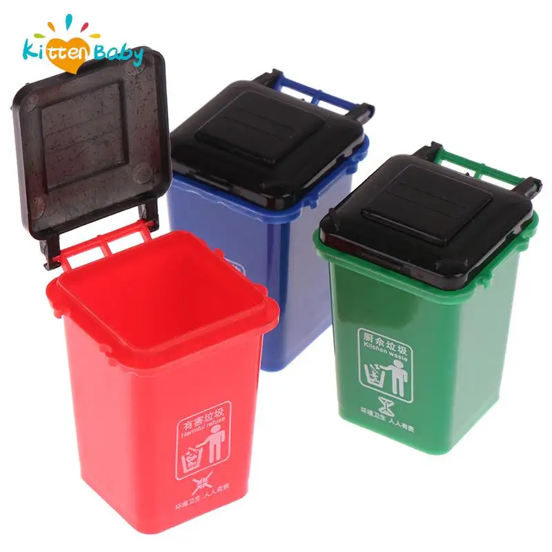 1:12 Dollhouse Furniture Toy Mini Trash Can Toy Garbage Truck Cans ...
