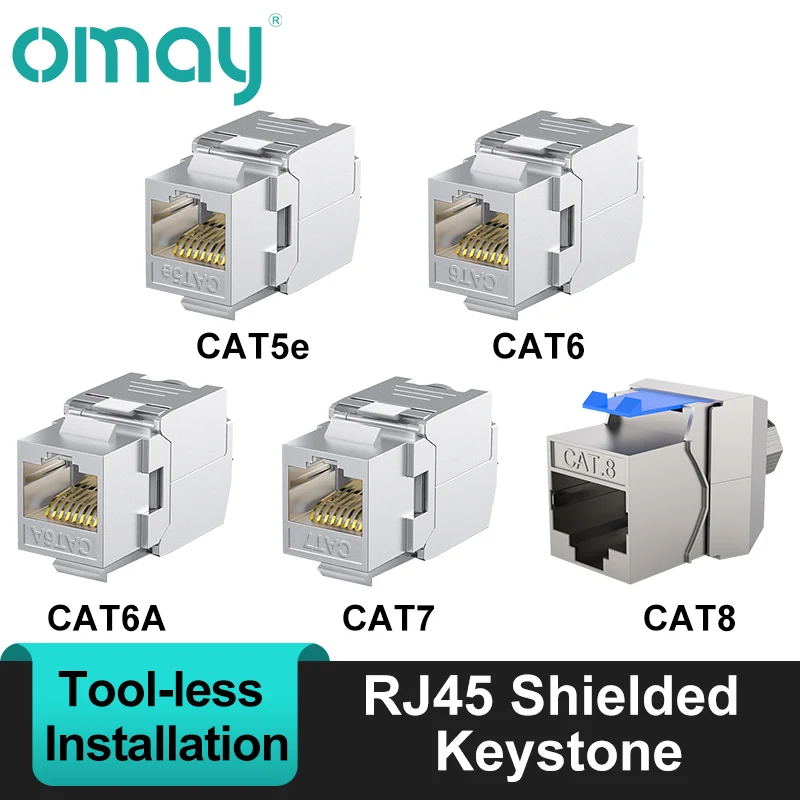 RJ45 CAT8 Tool Less STP Shielded Keystone Jack Module,Self Locking Cat7 ...