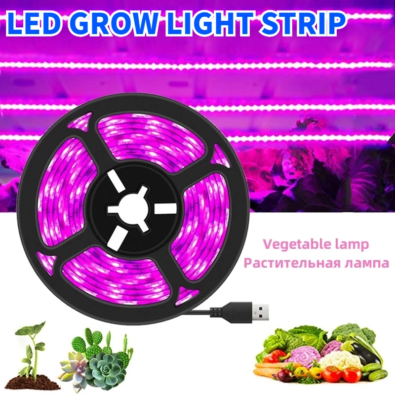 USB-5V-Grow-Light-Strip-5M-LED-Full-Spectrum-Phyto-Lamp-Waterproof-2835 ...