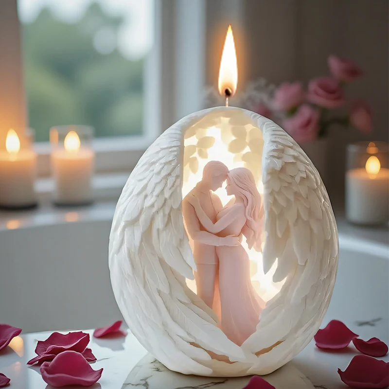 Romántico molde de vela de ángel para pareja del Día de San Valentín ...