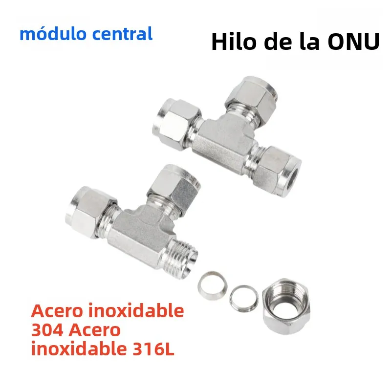 Conectores de tubo en T de doble virola de 3 vías, de acero inoxidable ...