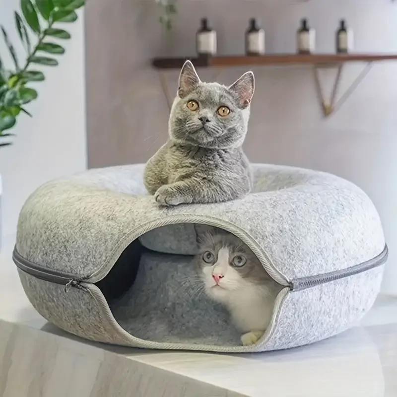 1pc-Felt-Tunnel-Cat-Nest-With-Kitten-Window-Cat-Donut-Tunnel-Detachable ...