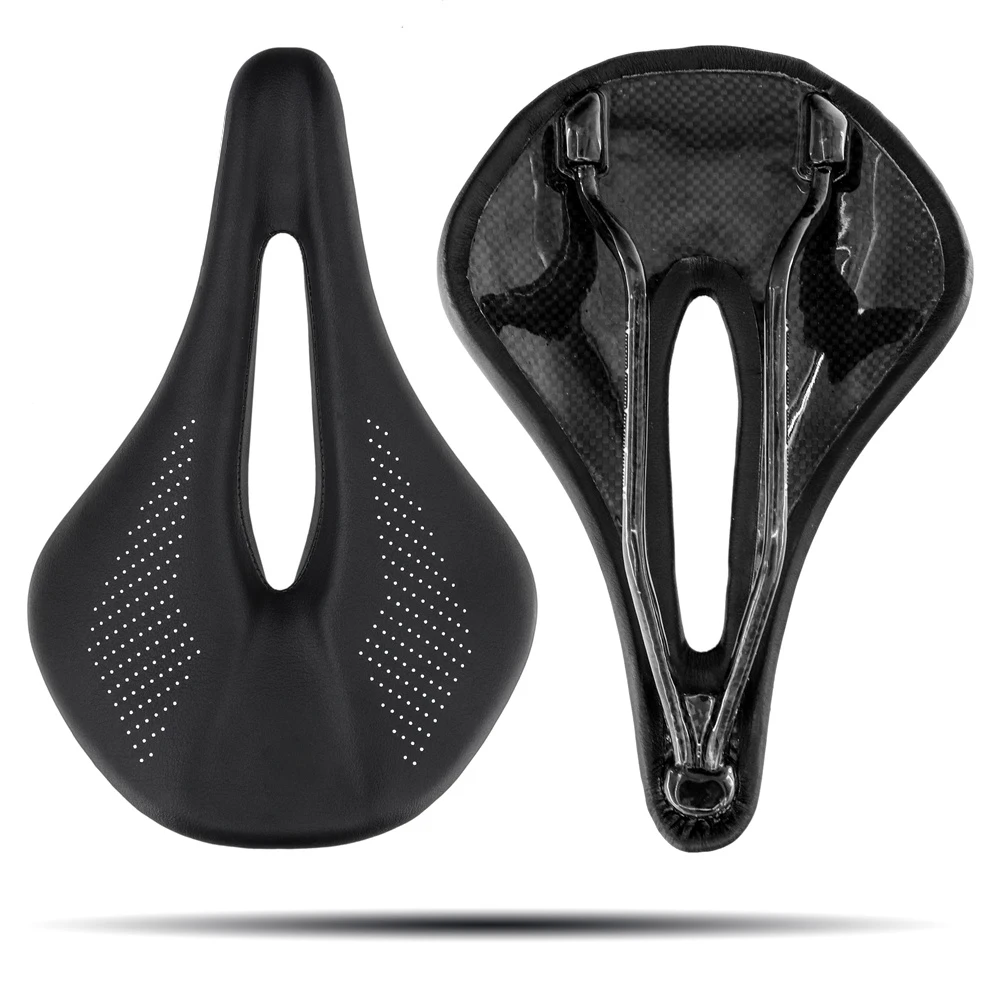 자전거 안장 탄소 섬유 인체 공학적 Mtb 도로 자전거 시트 중공 경량 마이크로 화이버 가죽 오프로드 레이싱 사이클링 쿠션