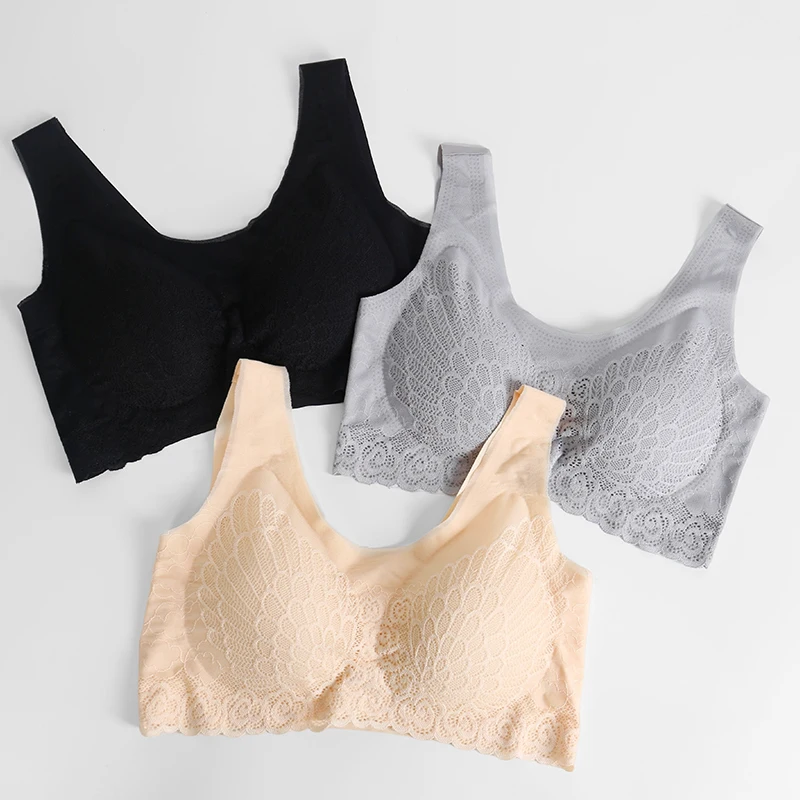 Burvogue-3Pcs-Sexy-Lace-Women-Bras-Seamless-Invisibles-Underwear ...