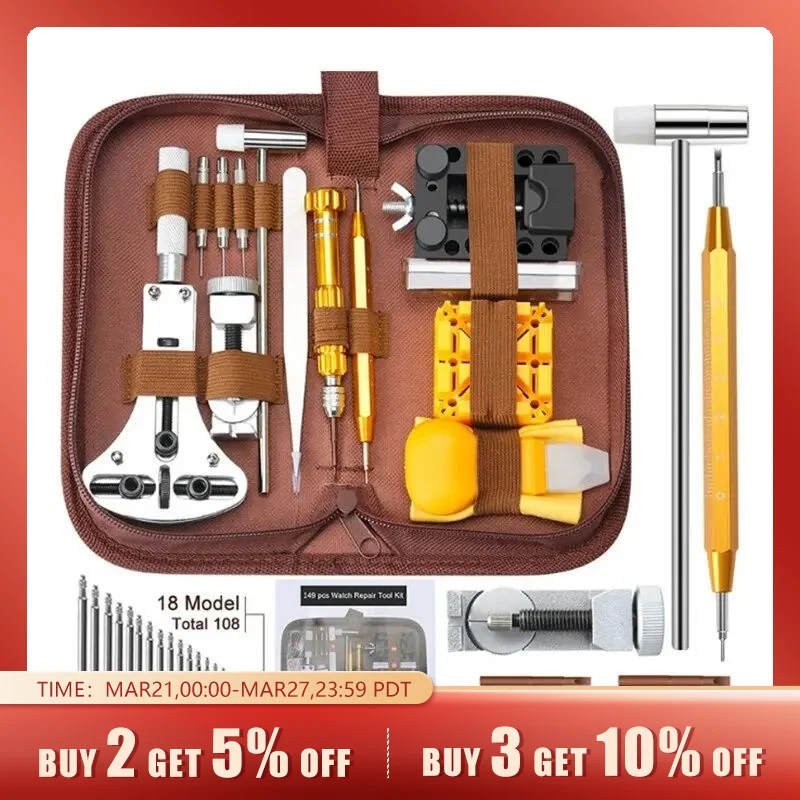 149Pcs Watch Repair Tool Kit Watch Link Pin Disassemble Opener Triangle ...