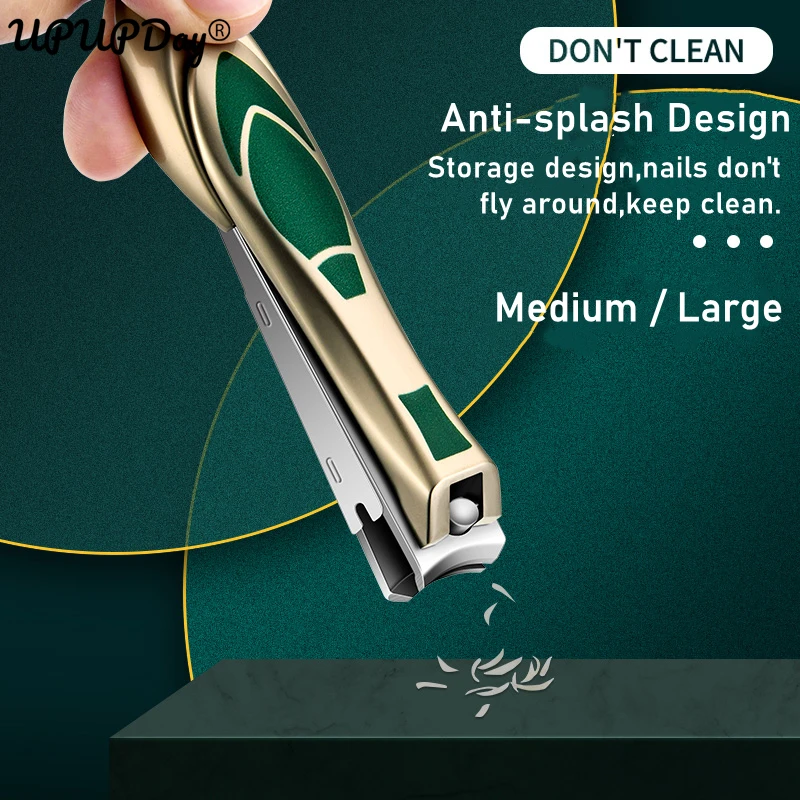 Anti Splash Nails Clipper With File Stainless Steel Manicure For Hard ...