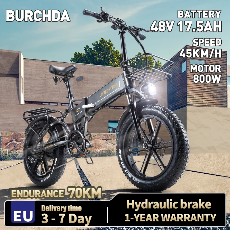 BURCHDA-R7-800W45KM-H-Foldable-Electric-Bicycle-48V17-5AH-Lithium-Battery-20Inch-Fatbike ...