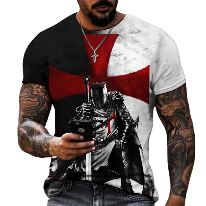 Camiseta padrão samurai cavaleiros templários 3d, camiseta masculina ...