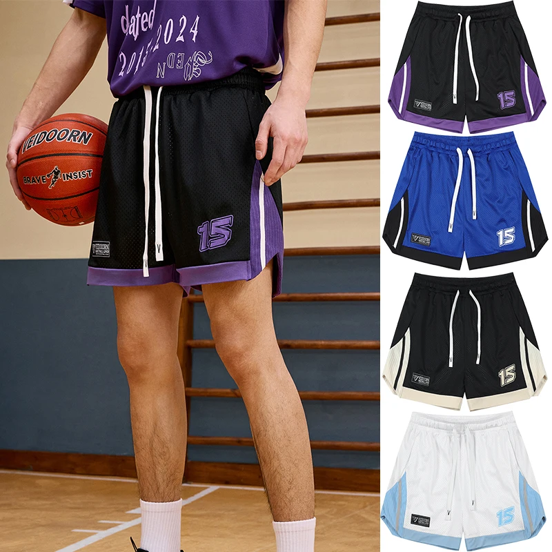 Street Style Mesh Basketball Shorts for Men Side Pockets Sweat Wiping ...