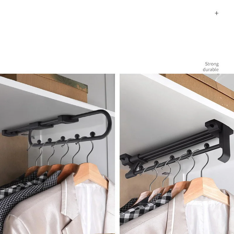 3/5 Beads Top-mounted Clothes Rail Closet Telescopic Hanger Rod ...
