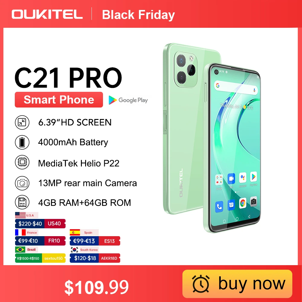 [In Stock] Oukitel C21 Pro Smartphone 4GB 64GB 6.39"HD+4000mAh Octa ...