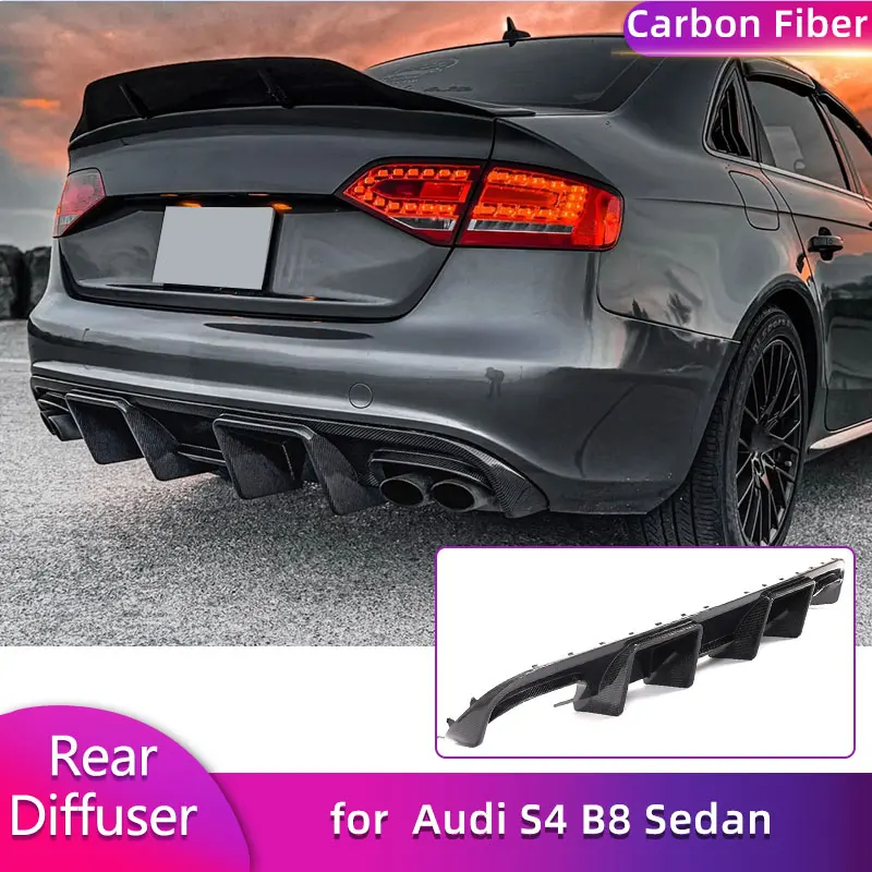 Carbon Fiber Car Rear Bumper Diffuser Lip Spoiler for Audi S4 B8 Sedan ...