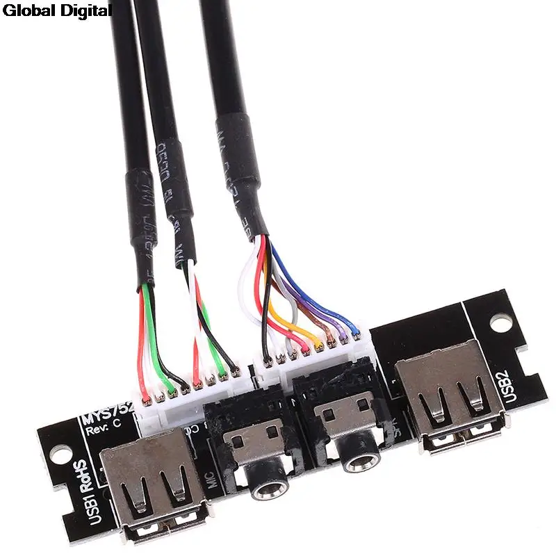1Pc-Audio-Cable-PC-Computer-Case-PCB-Front-Panel-USB-2-0-Audio-Port-Mic ...