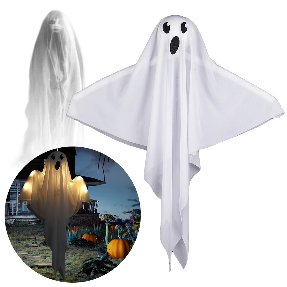 Halloween Lighted Ghost Horror Prop Battery Powered Luminous Hanging ...
