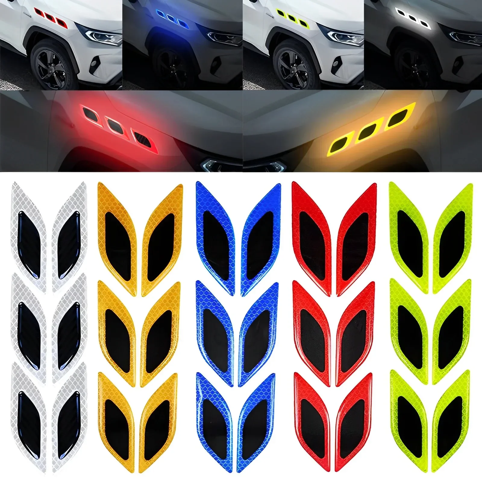 6PCs-Carbon-Fiber-Car-Reflective-Sticker-Anti-Scratch-3D-Car-Styling ...