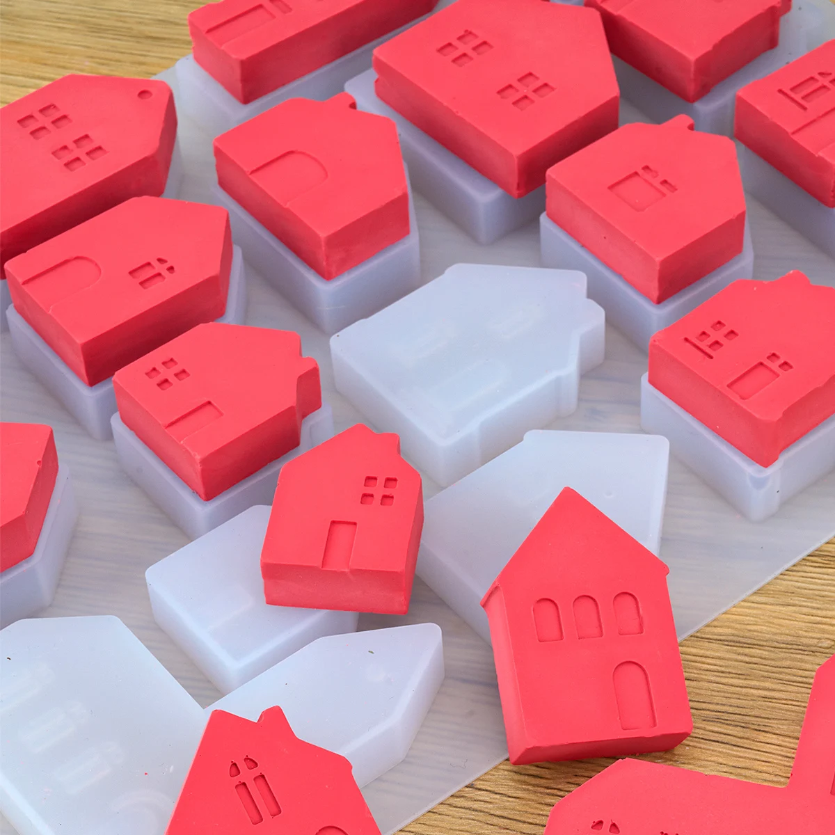 Nordic-Style-Small-House-Silicone-Candle-Mold-DIY-19-hole-Mini-Houses ...
