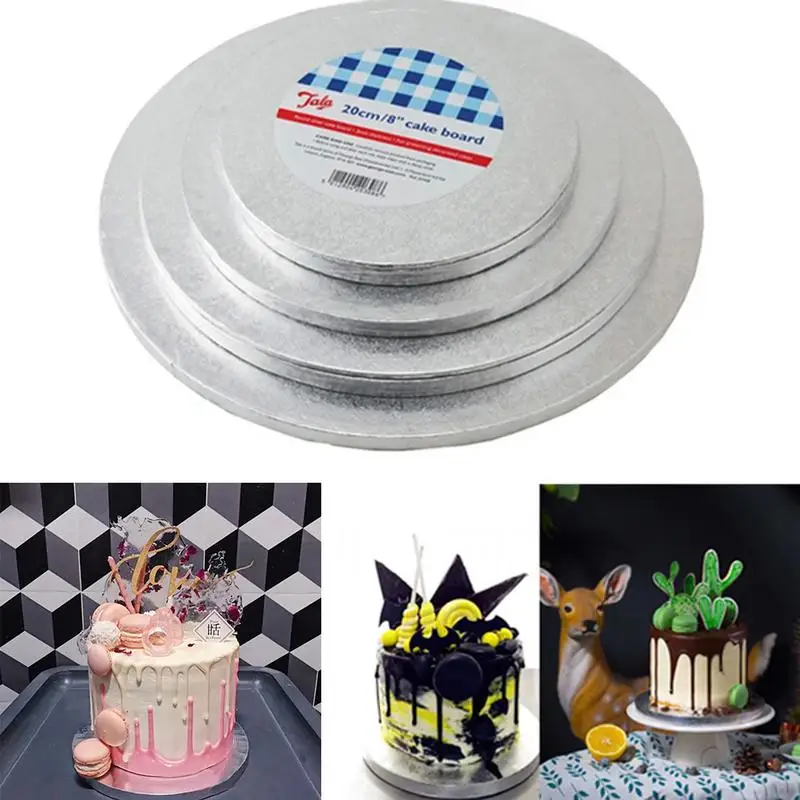 Cake-Boards-Silver-round-Disposable-Cake-Displays-Tray-Reusable-Cake ...