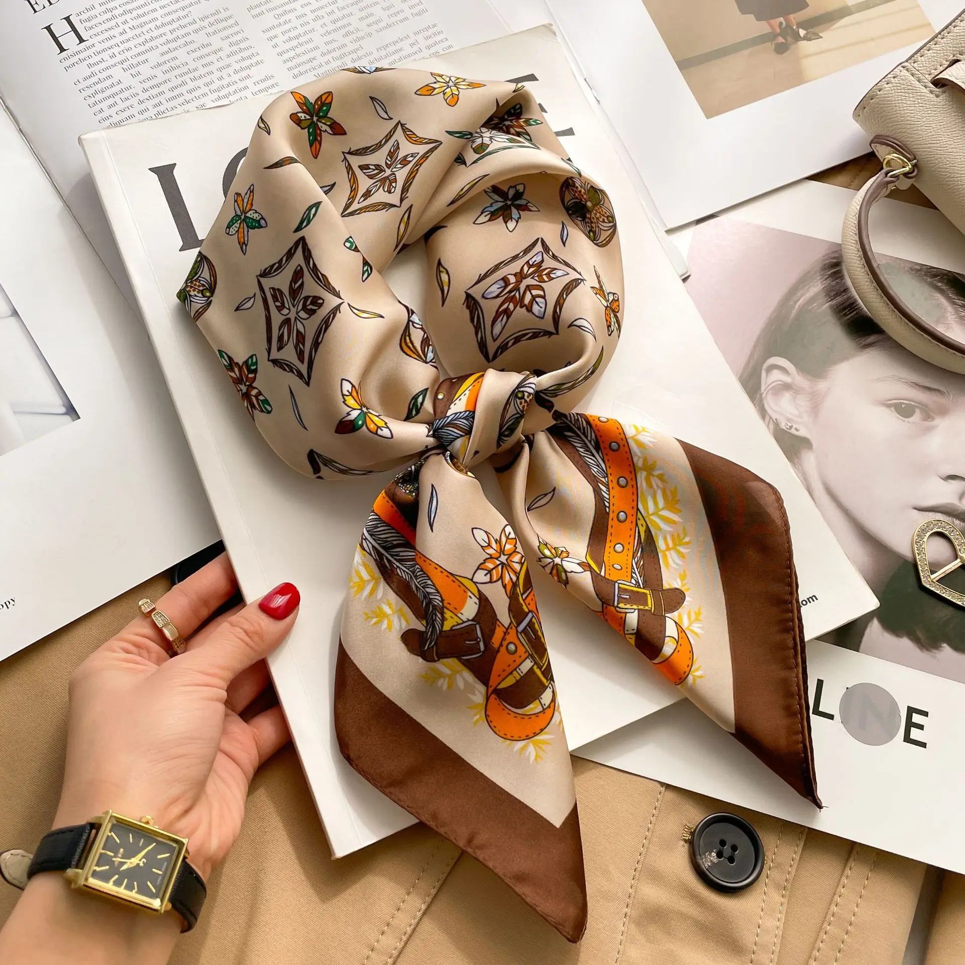 Popular Square scarf fashion matching professional small scarf vintage ...