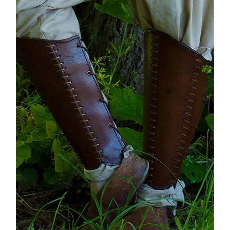 Medieval Viking Leather Leg Armor Greaves Steampunk Boot Shoe Cover ...
