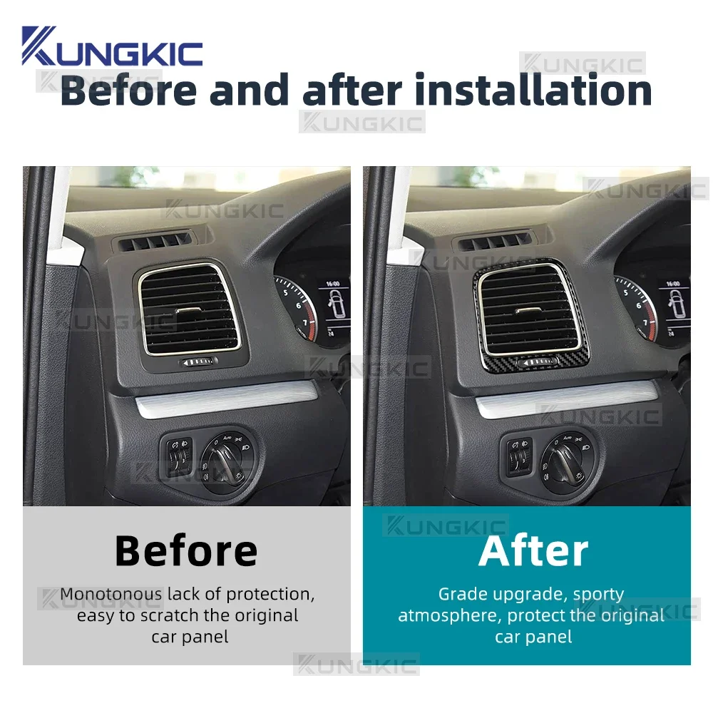 Real Soft Carbon Fiber Car Air Outlet Side of Center Console StickerFor ...