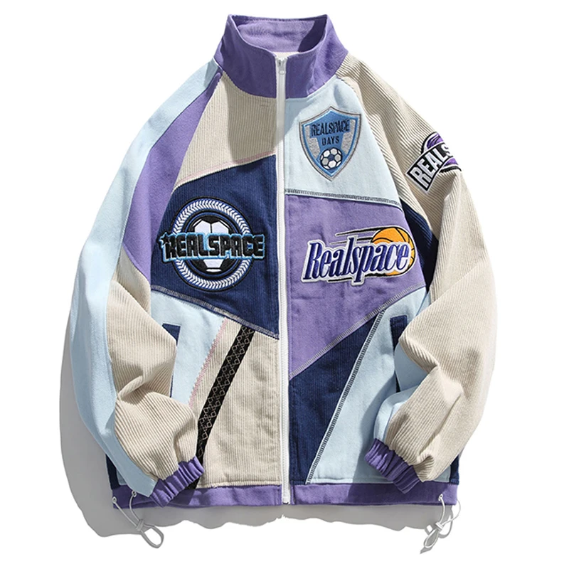 Retro Varsity Jacket Men 2023 Autumn Streetwear Color Matching Letter ...