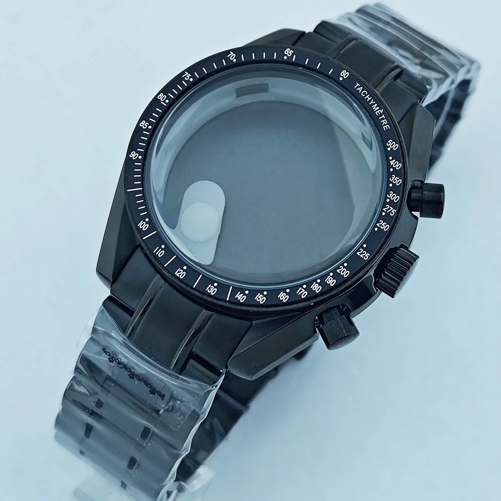 High quality 39.7mm Men's Watch Stainless steel Black case FIT VK63 ...