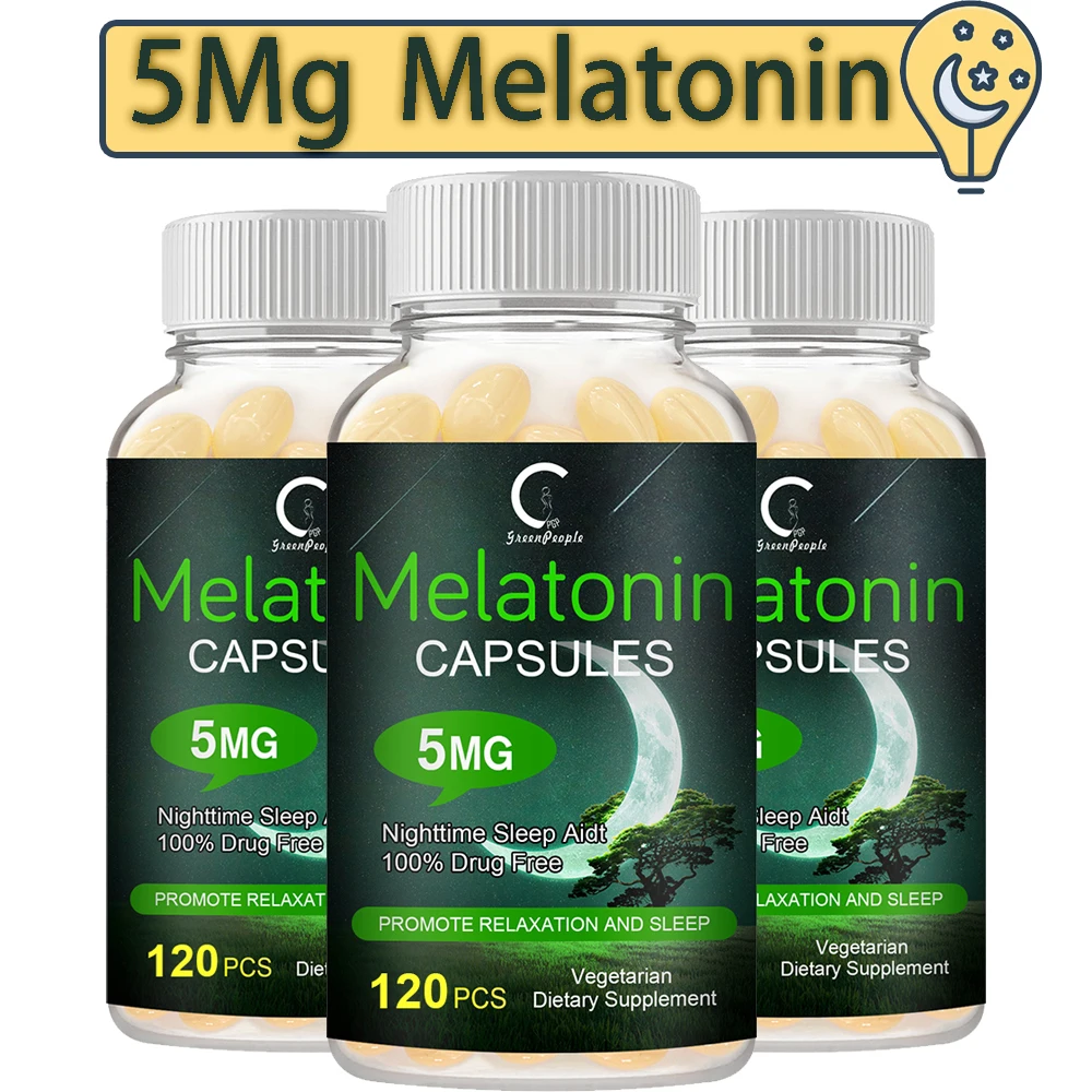GPGP-Greenpeople-120Pcs-Melatonin-Capsule-Extra-Strength-5Mg-for-Longer ...