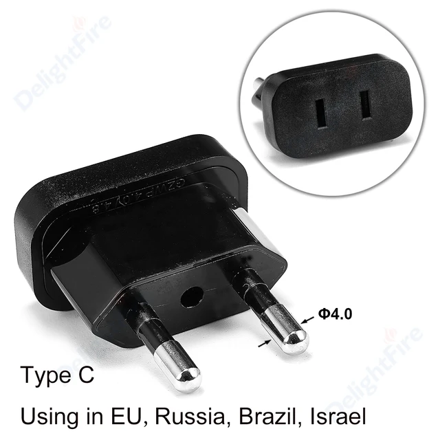 EU Plug Adapter 2Pin Type C Power Adaptor AC Converter Outlet American ...