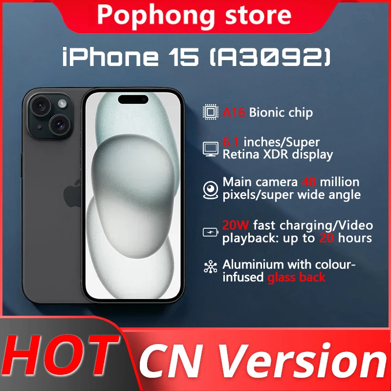 New-Apple-iPhone-15-A3092-6-1-Super-Retina-XDROLED-Screen-20W-IP68-128 ...