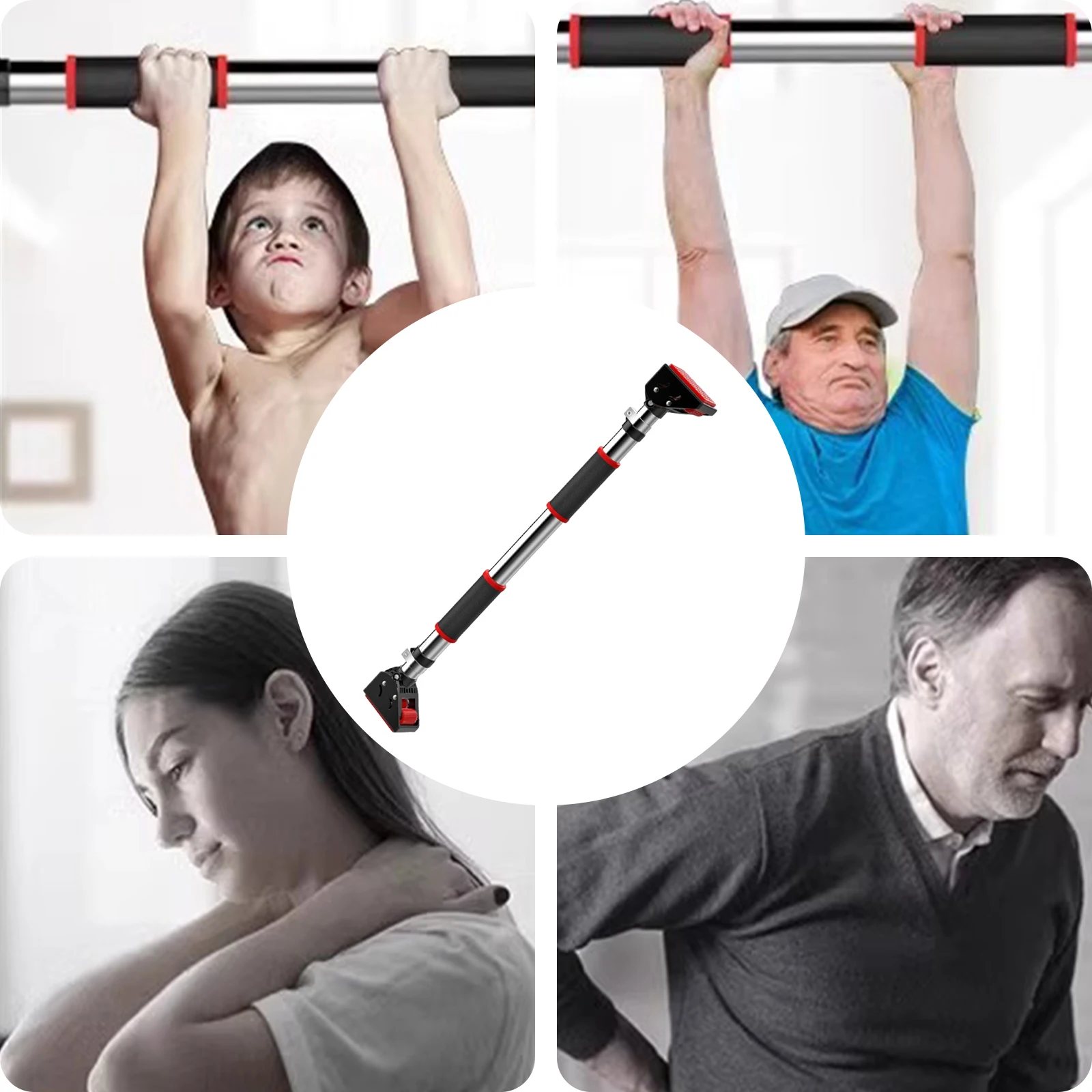 Household Large Fitness Bar No Punching Adjustable Pull-Up Training ...