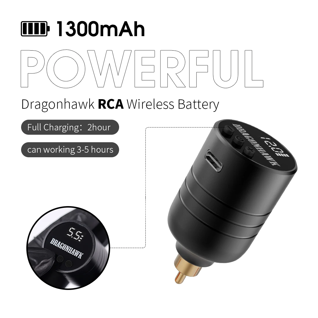 New-Dragonhawk-Wireless-Battery-LCD-Screen-Mini-Type-C-Quickly-Charge ...